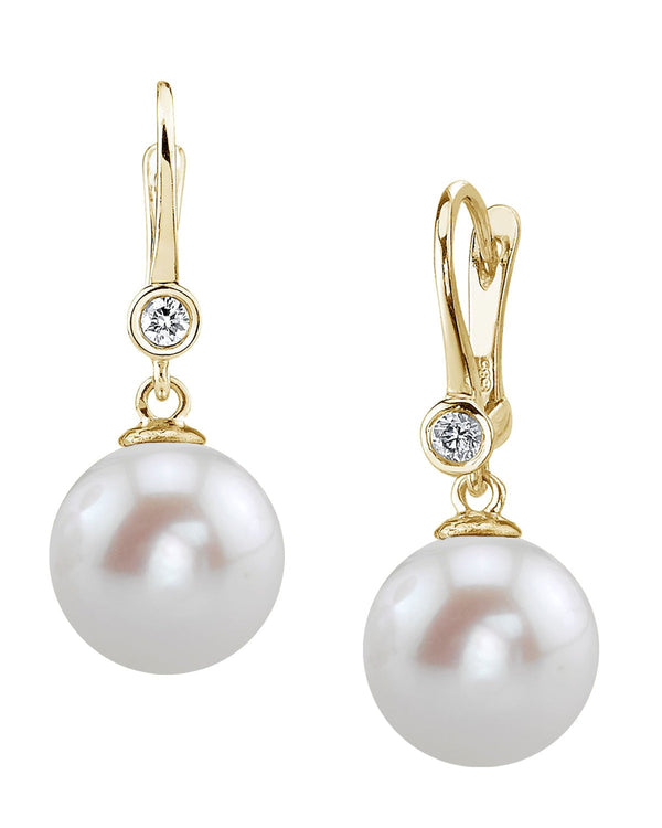 Freshwater Pearl & Diamond Michelle Earrings- Various Colors - Pearls ...